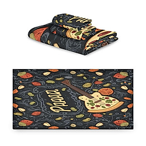 Flradish Pizza Background Towels 3 Pack Bath Towels for Bathroom Set Soft Cotton Highly Absorbent Lightweight & Quickdry Towel Set 1 Bath Towel,1 Hand Towel,1 Washclothe