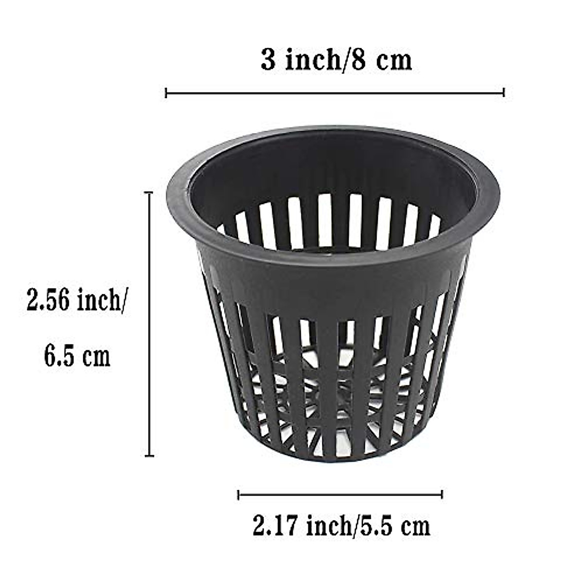 50 PCS 3 Inch Heavy Duty Net Pots,Hydroponic Cups,Garden Plastic Slotted Mesh Net Cups,Plant Nursery Net Pots for Hydroponics,Slotted Mesh(Black)