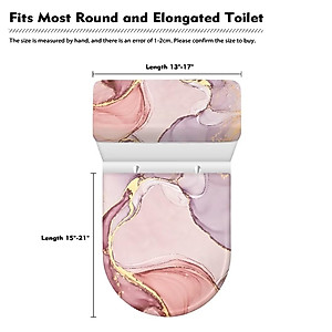 Qznuberone Pink Marble Bathroom Standard Toilet Seat Lid Cover Toilet Tank Lid Pads Machine Washable Dustproof Universal Fit Home Decoration Toilet Lid Accessory