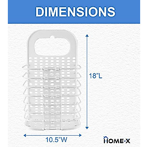 HOME-X Collapsible Laundry Hamper, Plastic Clothes Hamper and Collapsible Laundry Basket, Convenient Hanging Laundry Hamper, 18" L x 10 ½” W x 6 ½” H, White