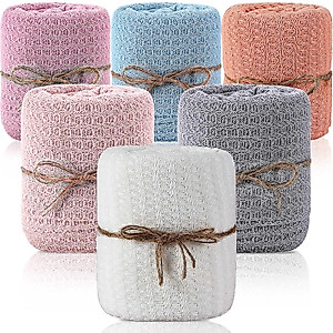 6 Pcs Baby Wrap Newborn Baby Knit Stretch Wrap Baby Blankets Unisex Newborn Photography Wraps Props Baby Swaddle Wrap Nursery Swaddling Blankets Receiving Blankets for Infant Babies, 64 x 16 Inch