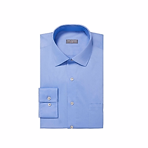 Van Heusen Men's Dress Shirt Regular Fit Ultra Wrinkle Free Flex Collar Stretch Solid, Blue Frost, 16"-16.5" Neck 34"-35" Sleeve