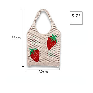 Fairycore Hobo Bag Y2K Fairy Grunge Strawberry Crochet Tote Bag Aesthetic Indie Shoulder Handbags Mesh Purse Accessory (Green,21.5"x12.5")
