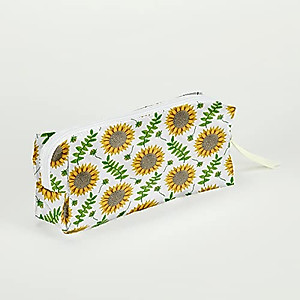 Pencil Pouch Pencil Case Pencil Bag Pen Case Pouch Box Organizer for Teen Girls Boys School Students Waterproof Zipper Pouch for Office Supplies Makeup, Sunflower Print Sunflower Gifts for Women