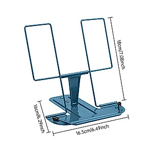 MSDADA 2pc Metal Book Stand for Desk, Adjustable Reading Rest Book Holder, Portable Cookbook Documents Holder, Sturdy Typing Stand for Recipes Textbooks Tablet Music Books with Page Clips (Navy Blue)