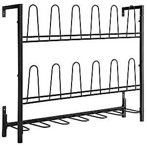 MyGift Premium Black Metal Hanging Wall Shoe Rack for Walk in Closet, Mudroom and Entryway, Wall Mounted Space Saving Boot and Shoe Rack Organizer, Holds 9 Pairs