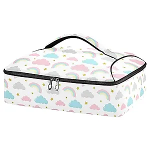 Kcldeci Insulated Thermal Food Carrier Insulated Casserole Carrier for Hot or Cold Food,Cute Pastel Rainbow Insulated Tote Bag for Potluck Cookouts Parties Picnic,Lasagna Lugger