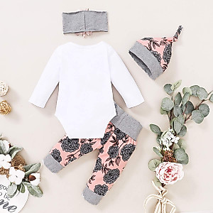 Renotemy Infant Baby Clothes Girl Newborn Outfits Long Sleeve Romper Pants Set 0-3 Months Baby Girl Clothes Outfit Sets