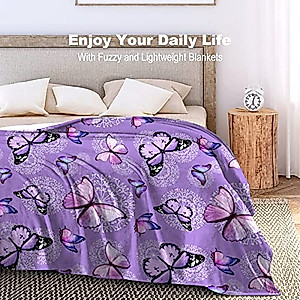 Butterfly Blanket Purple Butterflies Throw Blanket Ultra Soft Flannel Beautiful Butterfly Blanket Gifts for Adults Kids 50"x40"