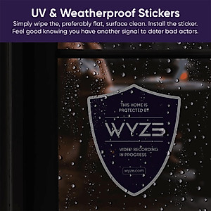Wyze UV Waterproof Reflective Security Stickers, Security Camera Signs for Windows, Video Surveillance Sticker Outdoor Compatible for Wyze Home Security System, Pack of 2 (8.5” x 10” and 10” x 12”)