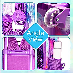 TXHVO 3PCS Rolling Backpack for Girls,Kids Unicorn Bookbag with Roller Wheels, Sequin Suitcase School Bag Set for Elementary Toddler