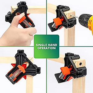 JPB Corner Clamps For Woodworking, 90 Degree Clamp, 4PCS Adjustable Spring Loaded Right Angle Clamp Set for carpenter, drilling, wood cabinets, frame | Pro Carson clamps for woodworking (5-22mm)