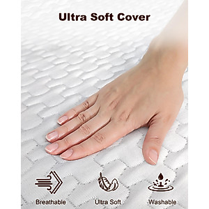 Slumbrae [Full XL] Mattress Topper, 4" Memory Foam Mattress Topper with Ultra Soft Cover & Corner Straps, CertiPUR-US Certified, Dark Grey