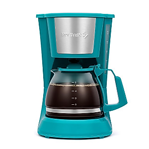 Holstein Housewares - 5-Cup Compact Coffee Maker, Teal - Convenient and User Friendly with Auto Pause and Serve Functions