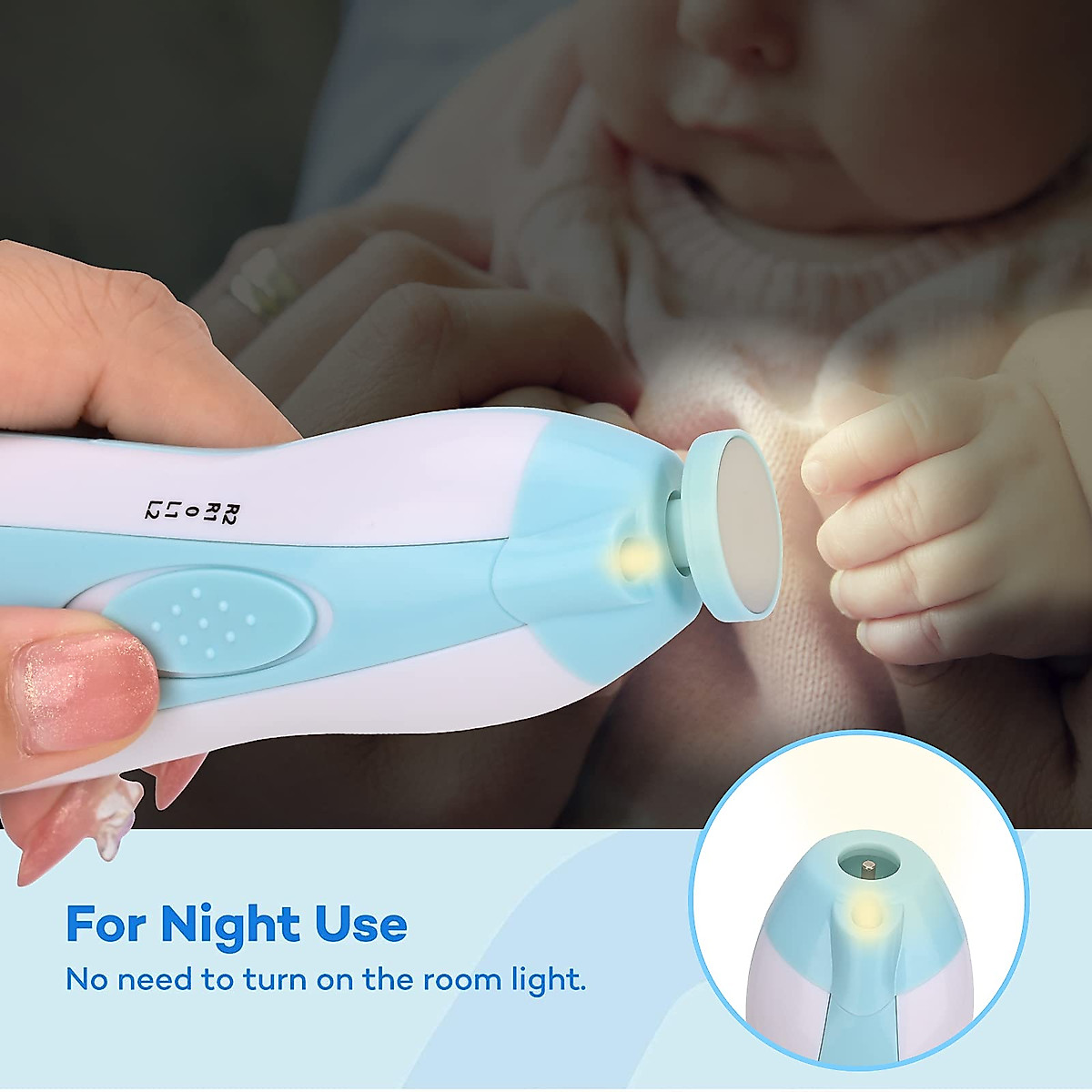 Baby Nail Clipper,Electric Baby Nail Trimmer,Toes Fingernails Care Trimmer with LED Light for Newborn,Kids and Adults(Blue)