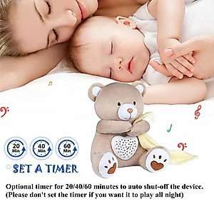 BEREST Rechargeable Sleep Soother Heartbeat Dreamy Bear, Baby Cry Sensor Lullabies & Shusher White Noise Machine, Nursery Decor Night Light Projector, Toddler Crib Sleeping Aid Baby Shower Gifts Teddy