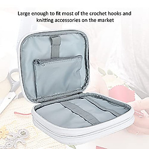 MIWEITOO Knitting Tools Storage Case Double Layer Crochet Hook Zipper Bag with Mesh Pockets, Portable Knitting Tote Basket Yarn Bags Large Craft Supplies Bag