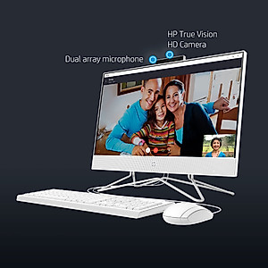 HP 2022 Newest 22-inch FHD All-in-One Desktop Computer Dual-Core AMD Athlon Silver 3050U 8GB DDR4 RAM NVMe M.2 256GB SSD DVD WiFi AC BT RJ45 Webcam Windows 10 Pro White w/RE USB3.0 Flash Drive