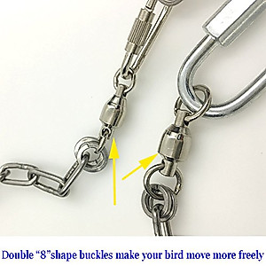ebamaz Pet Bird Leash Parrot Foot Chain Stainless Steel 304 Anklet Ring (Model 15, 14.5mm)