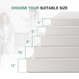 King Mattress in a Box, 12 inch Mattresses Made in USA for Platform Bed Double Size Daybed, Green Tea Memory Foam Mattress for Cool Sleep & Pressure Relief, Medium Firm