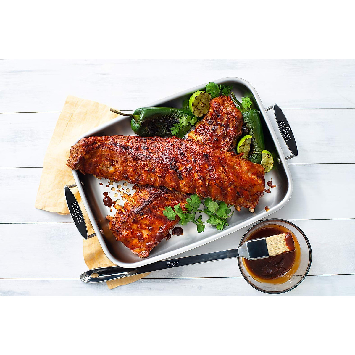 All-Clad Outdoor Stainless Steel Roaster 15x11 Inch Oven Broiler Safe 700F Roaster Pan, Pots and Pans, Cookware Silver