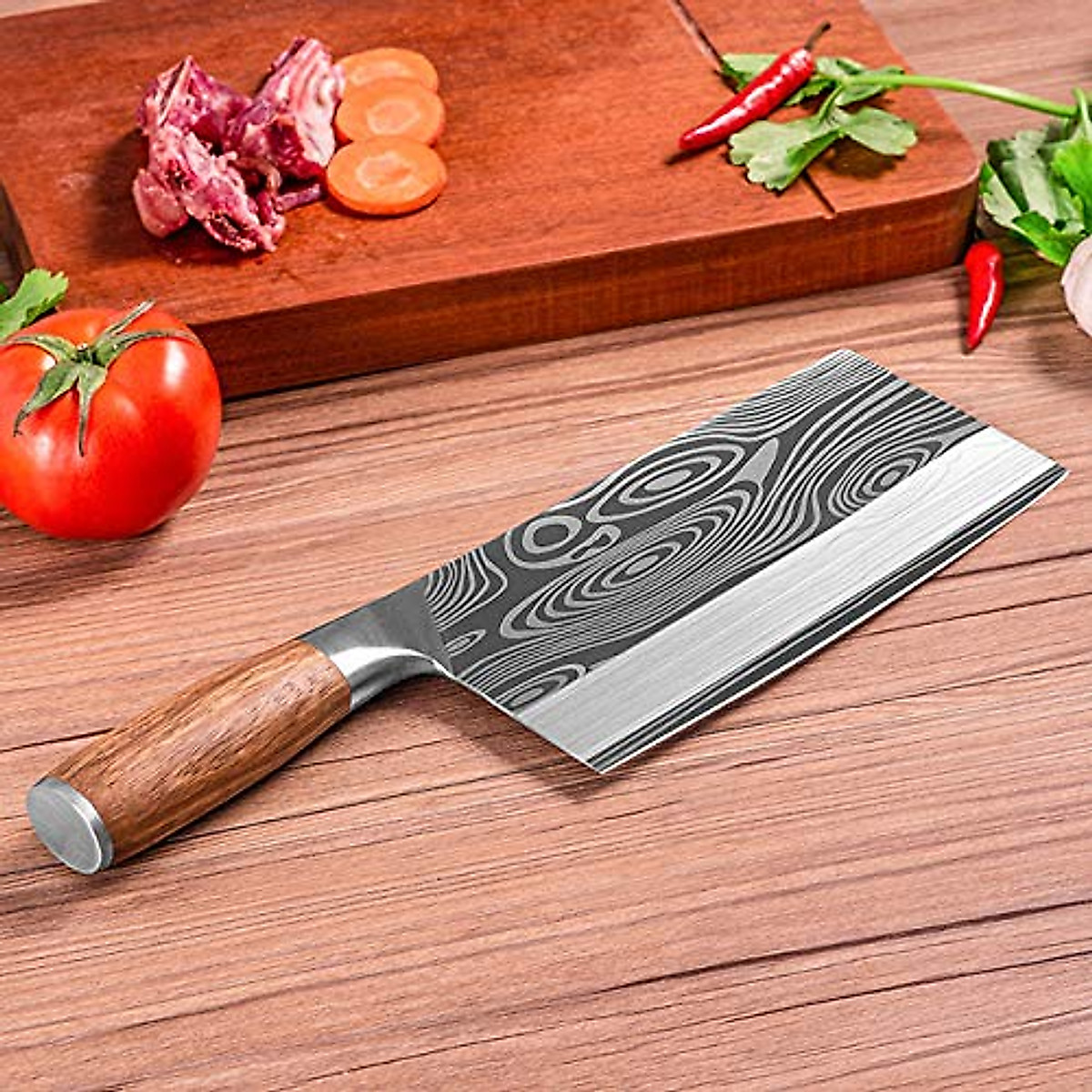 Meat Cleaver 8-inch Chef Knife Professional Butcher Knife Stainless Steel Vegetable Cleaver Knife with Anti-slip Wooden Handle