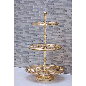 Deco 79 Aluminum 3 Tiered Tiered Server, 13" x 13" x 21", Gold