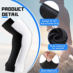Skylety 2 Pairs Arm Sleeves Warmer Cycling Thermal Arm Warmer Arm Sleeves Arm Winter Cover with Thumb Holes for Men Women (Black, White, X-Large)