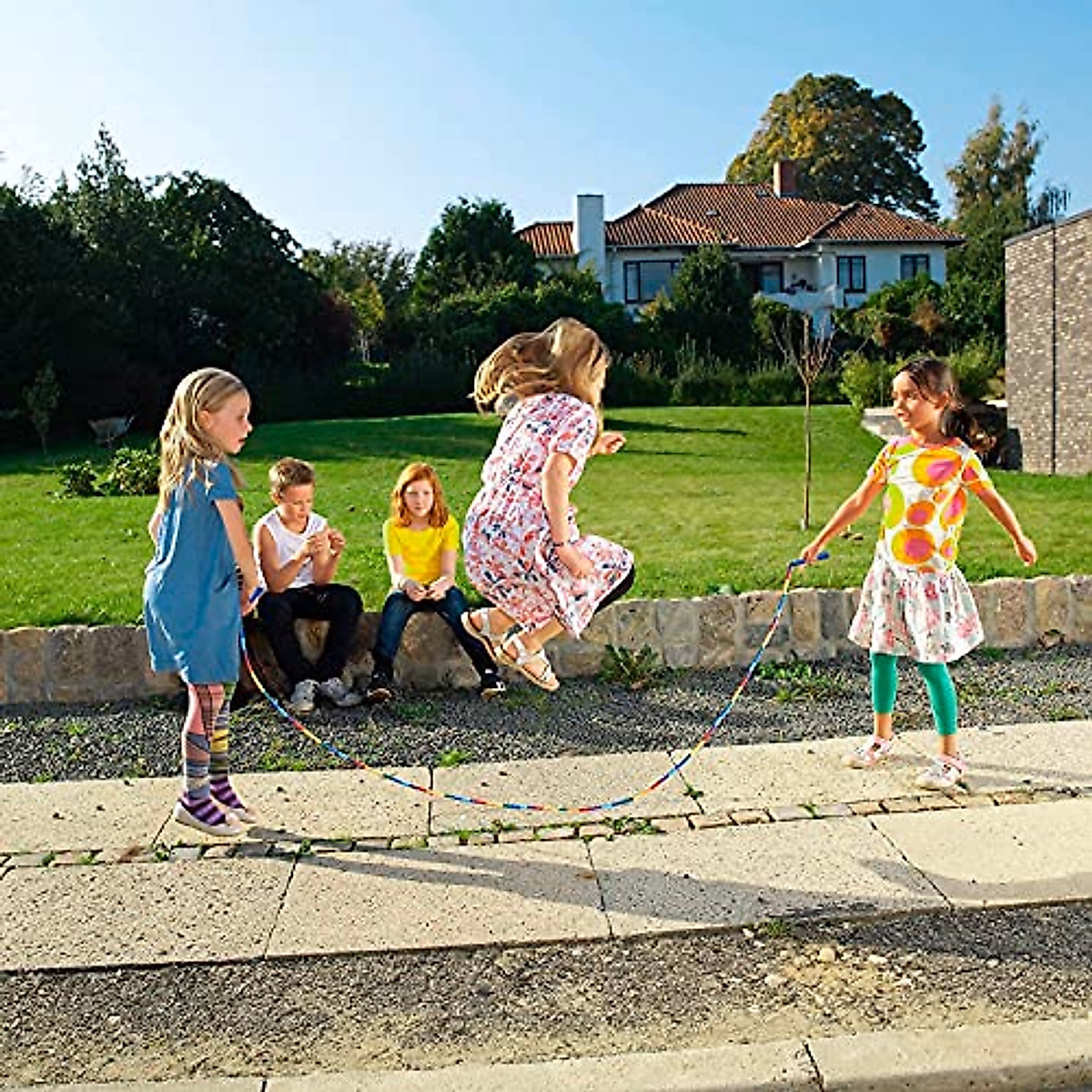 Kingcolor Double Dutch Jump Rope 16 FT 2 Pack Long Jump Rope,Plastic Segmented Beaded Diy Jump Rope, Suitable for Children and Adults, Long Enough for 5-6 Jumpers (Blue)