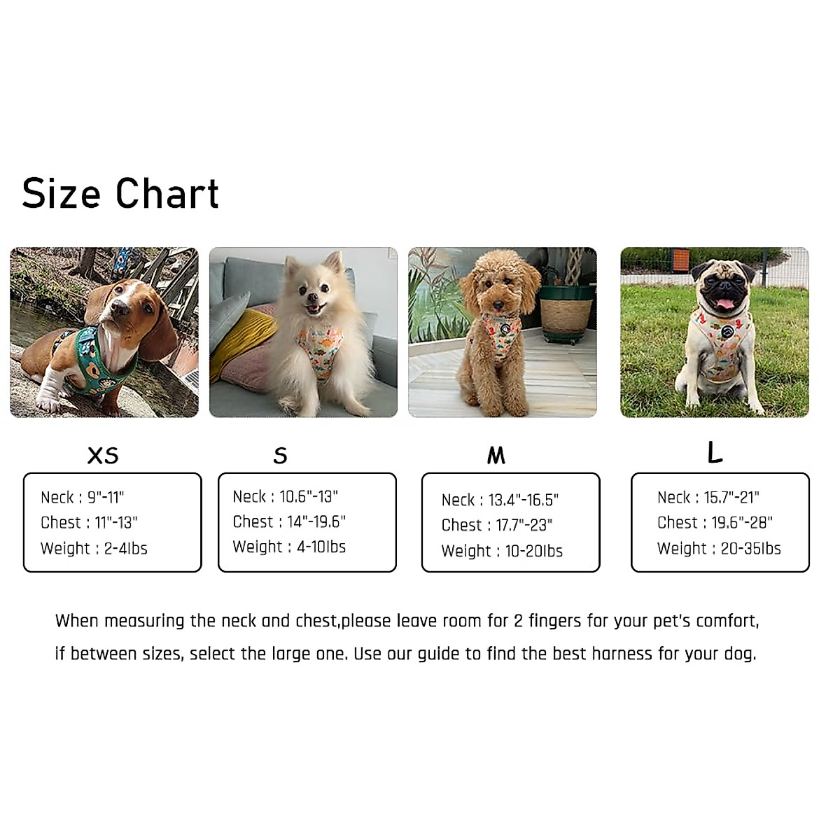 Dog Harness and Leash Set, Adjustable Dog Harness, Dog Leash, No Pull No Choke Puppy Harnesses for Walking Training for Small, Medium, Large Pet