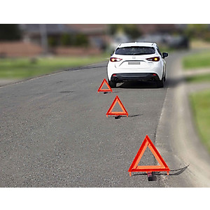 TYRANT Emergency Safety Warning Triangles – Roadside Kit for Car, Truck, RV Vehicles – DOT approved, Highly Reflective, Foldable with Carrying Case, Pack of 3