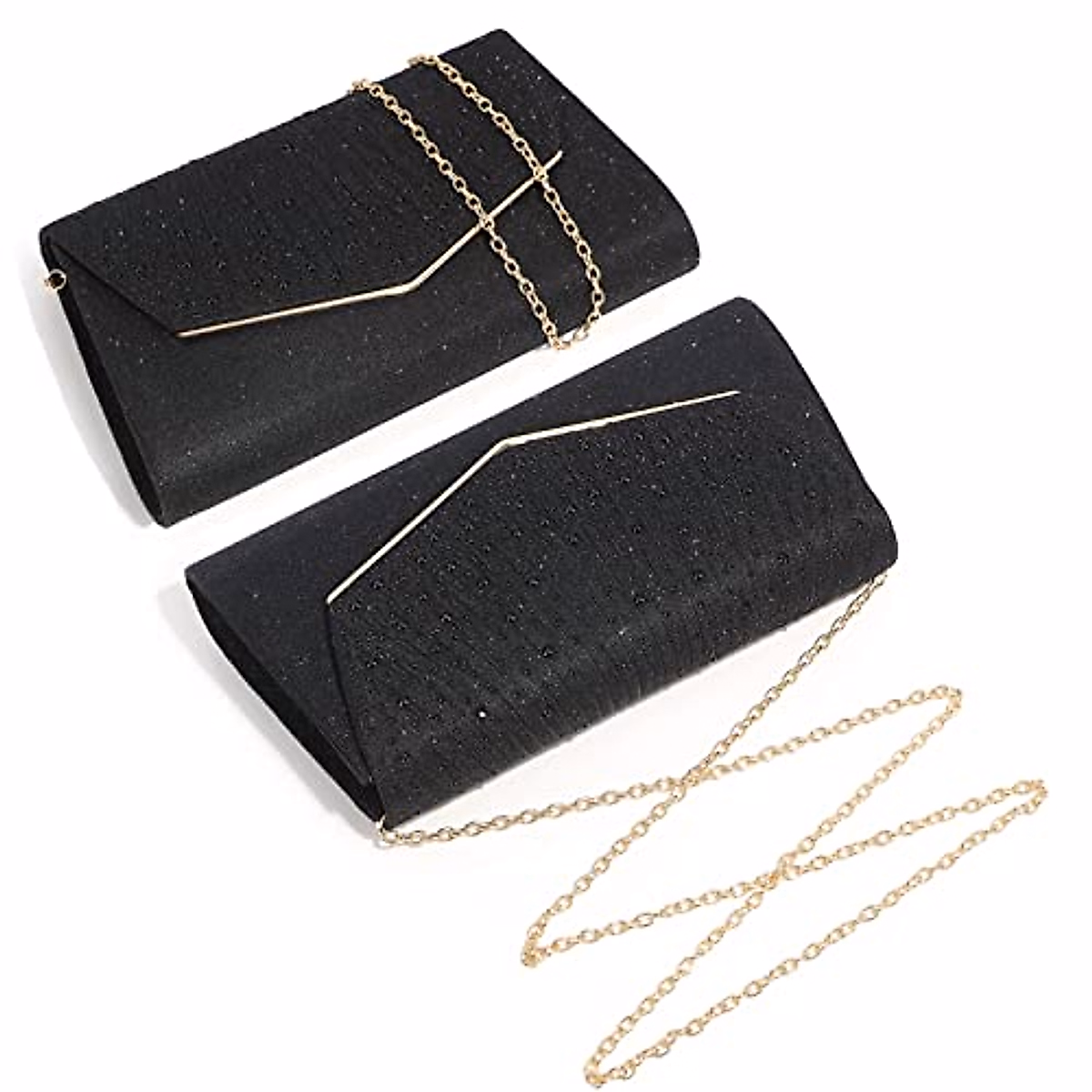 DETARA Women Evening Handbag Glitter Sequins Clutch Purses for Women Shiny Crossbody Bag Formal Wedding Party Prom Purse (Black 305B)