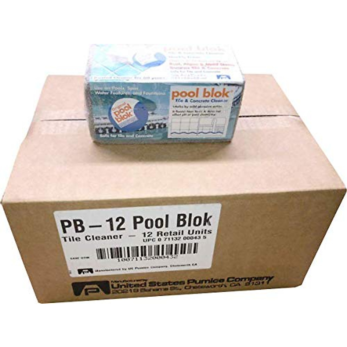 US Pumice Pool Cleaning Blok Case of 12, PB-12, Pumie Pumice Stone for Pools & Spa Tile, Grout & Concrete Cleaning (12)