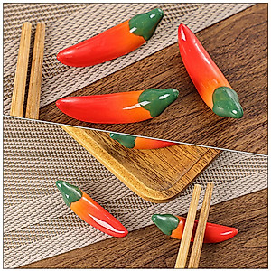 Angoily 6pcs Chopsticks Rests Ceramic Mini Pepper Shape Cute Dinner Spoon Stand Fork Holder Rack Chopsticks Utensil Cutlery Stand