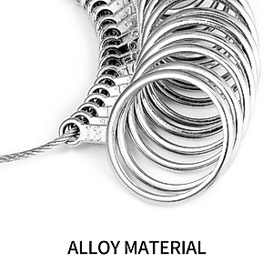 Bflaae Ring Sizer Measuring Tool Kit, 27 PCS Stainless Steel Measuring Ring Tool, US Ring Size 0-13 with Half Size, 2 PCS Reusable Finger Size Tape with Magnified Glass 1-17 USA Rings Size