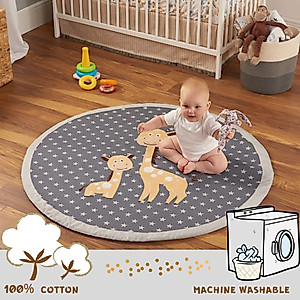 OBERLUX Baby Play Mat Memory Foam - Play Mat for Baby, Machine Washable, 49 inches-Large Non Slip Floor Mat, Playroom Decor, Baby Crawling Mat, Tummy Time Mat, Jungle Animal Safari Theme Baby Mat.