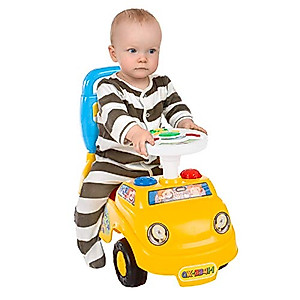 Lil' Rider Kids Push Car – Scoot and Ride Car Walker with Steering Wheel, Lights, Sounds, Music for Babies and Toddlers – Learning to Walk Toys