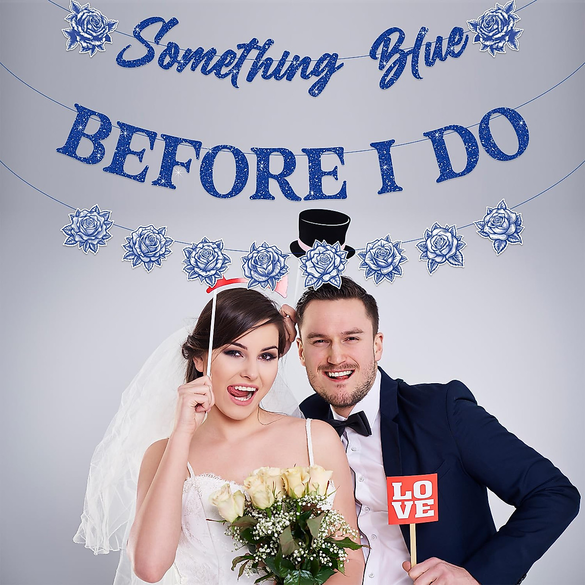 Something Blue Before I Do Bridal Shower Decorations, NO-DIY Bridal Shower Decorations Includes Glitter Something Blue Before I Do Banner, Wedding Party Decorations Garland