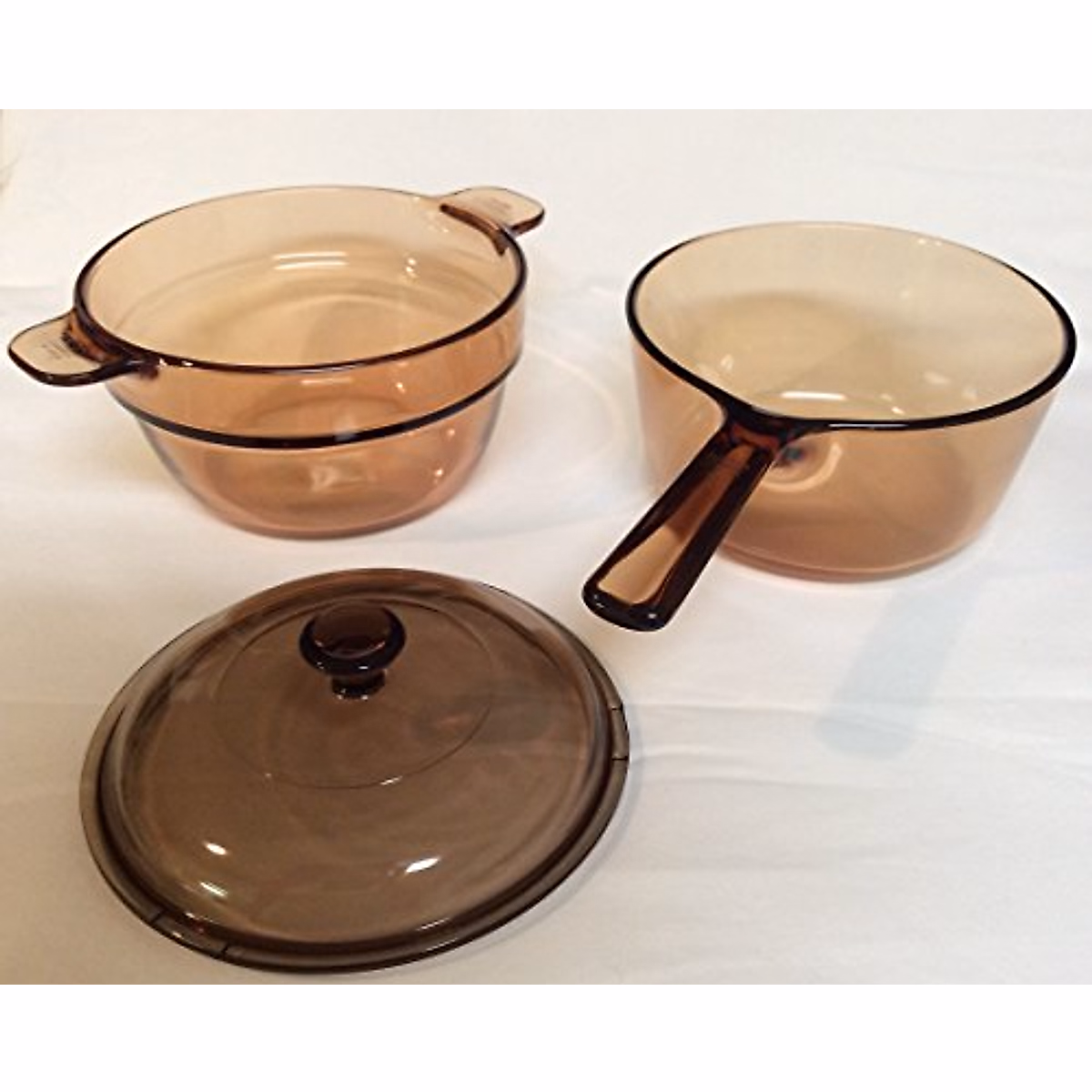 Corning Visions Vision Ware Amber 3 Piece Double Boiler Sauce Pan w/ Lid