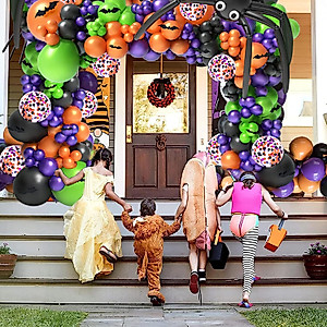 Halloween Balloons Garland Arch Kit, 143pcs Black Purple Orange Green Balloons Long Twisting Balloons for Halloween Themed Party Kids Halloween Birthday Hocus Pocus Party Haunted House Decorations…