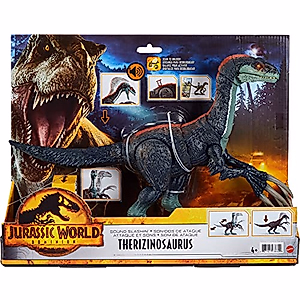 Mattel Jurassic World Dominion Sound Slashin Therizinosaurus Dinosaur Action Figure Toy with Attack Feature and Sounds