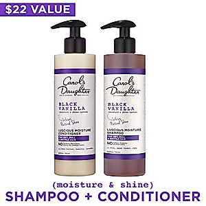 Carol's Daughter Black Vanilla Curly Hair Shampoo and Conditioner Set - Made with Shea Butter, Biotin, and Rosemary (2 Product Kit)