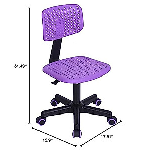 Homy Casa Inc PP Back Ergonomic Adjustable Design Armless Swivel Small Home Office Computer Desk Chair, Purple