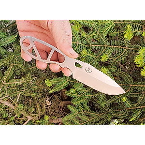 JEO-TEC Nº12 Bushcraft Outdoor Belt and Neck Knife, Overall Length: 6.57", Stainless Steel MV-58, Kydex Sheath, Handmade in Spain