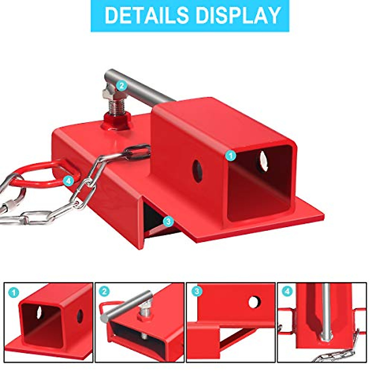 RbhAuto Clamp On Forklift Trailer Hitch Attachment 2" Receiver Trailer Towing Adapter with Chain