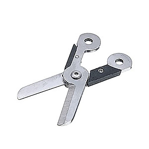 AKOAK 2 Pcs Stainless Steel Scissors Mini Scissors Camping Spring Bolt Keyring Outdoor Safety Tool Against Lost Travel Gadget (Black)