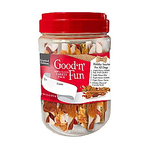 Good 'n' Fun Good'n'Fun Triple Flavor Variety Pack, 24 Count, Holiday Chews for All Dogs