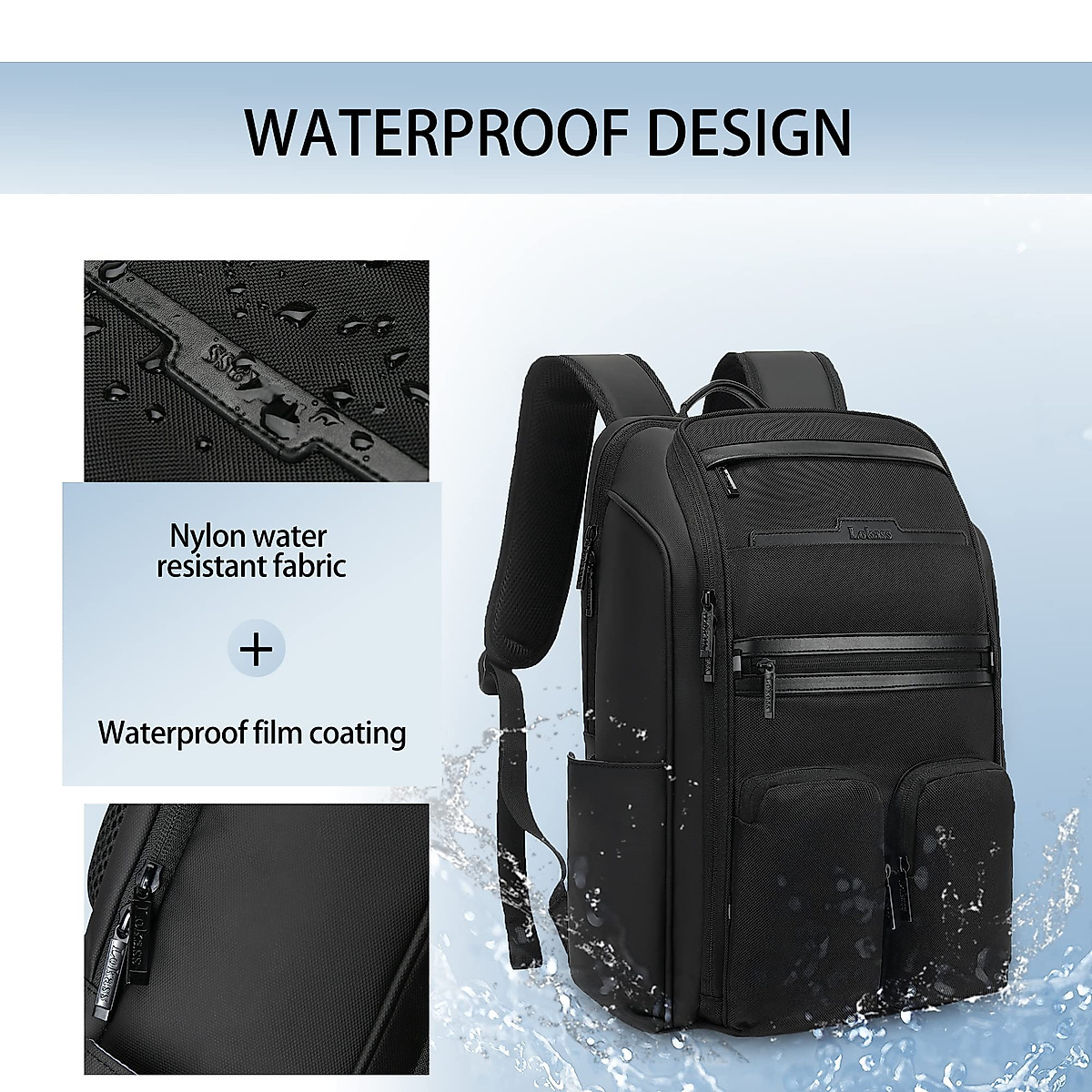 Laptop Backpack for Men & Women, Black Work Computer Backpack Fit up to 17.3 Inch Laptop with USB Charging Port Waterproof Backpacks Business Travel Back Pack College School Bookbag for Students