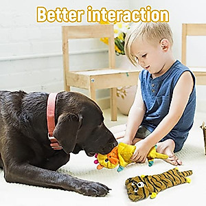 AWOOF Dog Squeaky Toys No Stuffing, Crinkle Dog Toy (Animals)