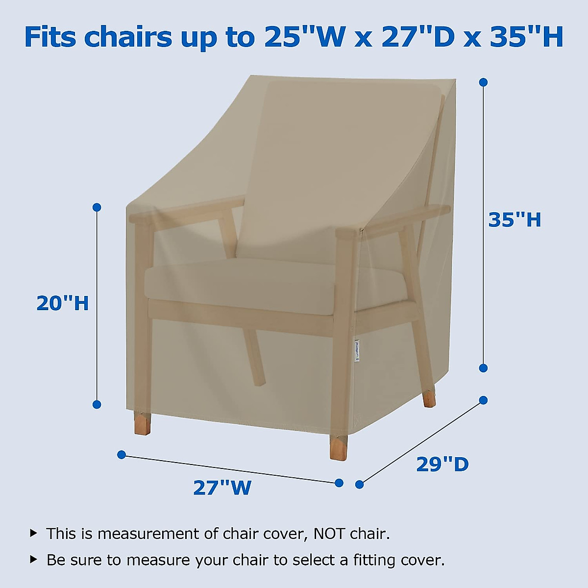SunPatio Outdoor Dining Chair Covers Waterproof, Heavy Duty Patio Chair Covers for Outdoor Furniture, Fade Resistant Lawn Furniture Covers, All Weather Protection, 2Pack - 27" W x 29" D x 35" H, Taupe
